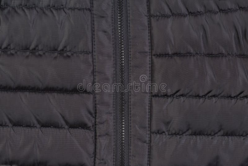 Texture Down Black Jacket with Zipper Stock Image - Image of sign ...