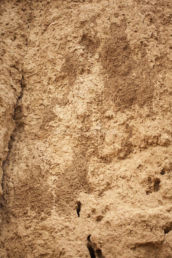 Texture of Dry Soil Inside a Mine with Holes Made by Insects. Stock ...