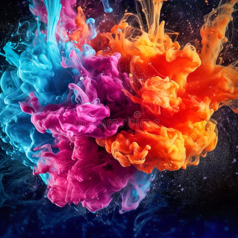 Texture of an Explosion of Colorful Water and Ink into a Flowing Cloud ...