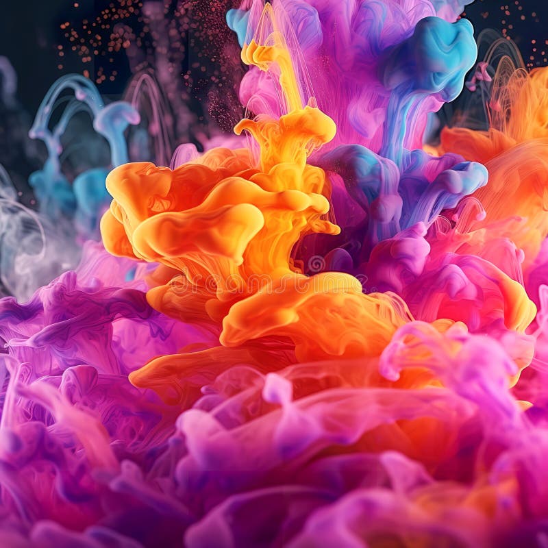 Texture of an Explosion of Colorful Water and Ink into a Flowing Cloud ...