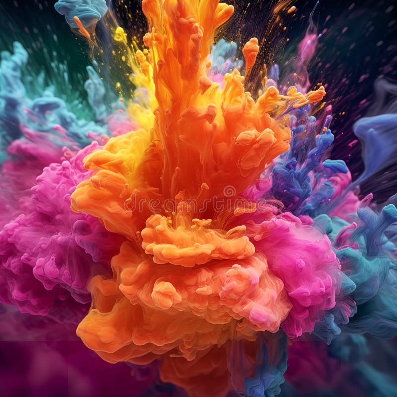 Texture of an Explosion of Colorful Water and Ink into a Flowing Cloud ...