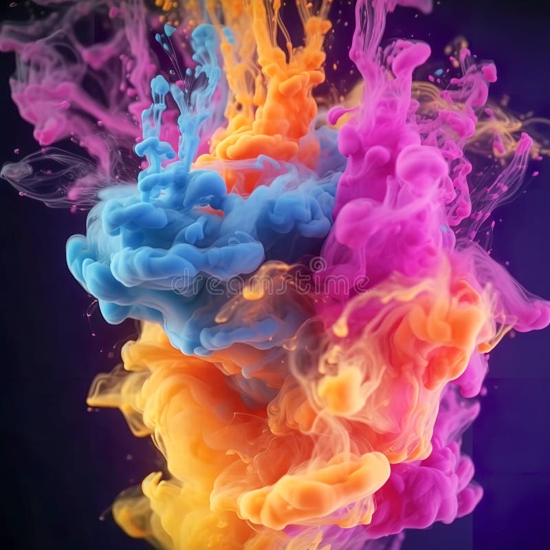 Texture of an Explosion of Colorful Water and Ink into a Flowing Cloud ...