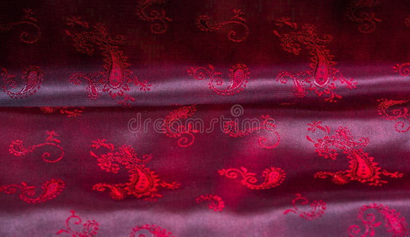Texture, Fabric, Red Silk with Paisley Pattern. this Beautiful Printed ...