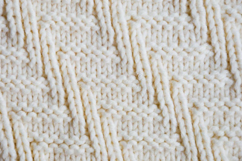 The Texture of the Fabric. White Knitted Pattern. Background. Stock ...