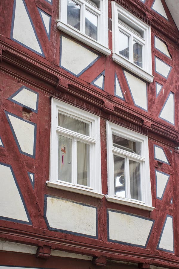 The Texture of the Facade of the Wall with Window in Old German House ...