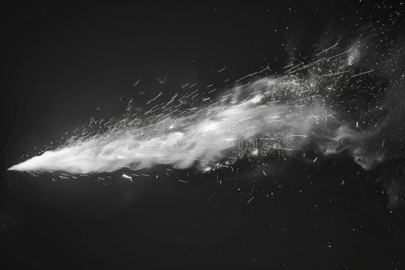 Texture of a Falling Comet with Sparks, Smoke and a Trail of Particles ...