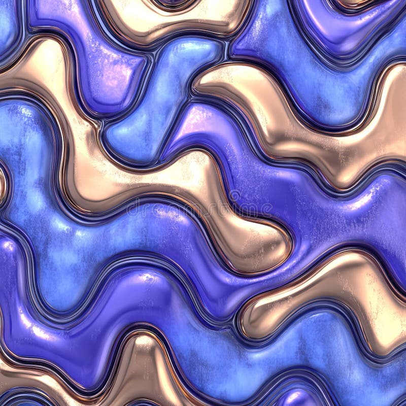 The Texture Features Wavy Metallic Elements in a Blend of Blue and ...
