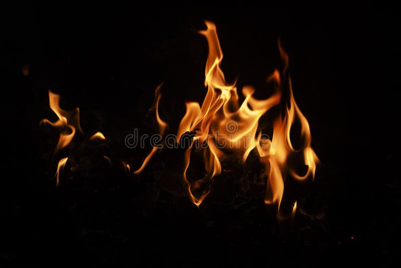 Texture of Fire on Black Background. Hell Bonfire. Texture of Fire on a ...