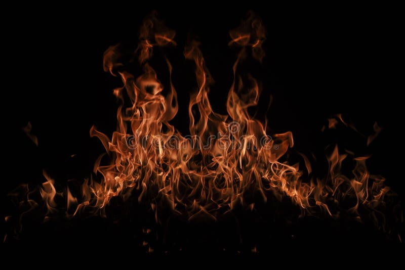 Texture of Fire on Black Background. Hell Bonfire. Texture of Fire on a ...