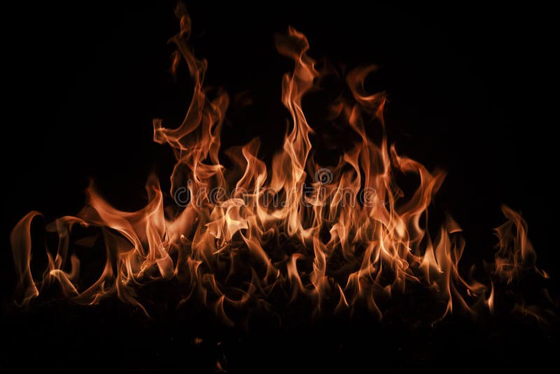 Texture of Fire on Black Background. Hell Bonfire. Texture of Fire on a ...