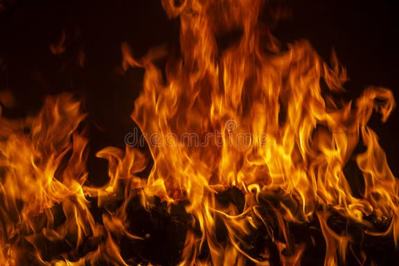 Texture of Fire on Black Background. Hell Bonfire. Texture of Fire on a ...
