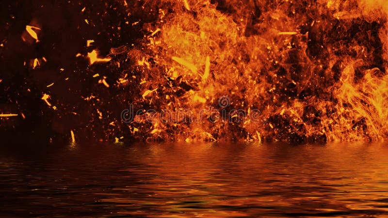 Texture of Fire with Reflection in Water. Flames Background Stock ...