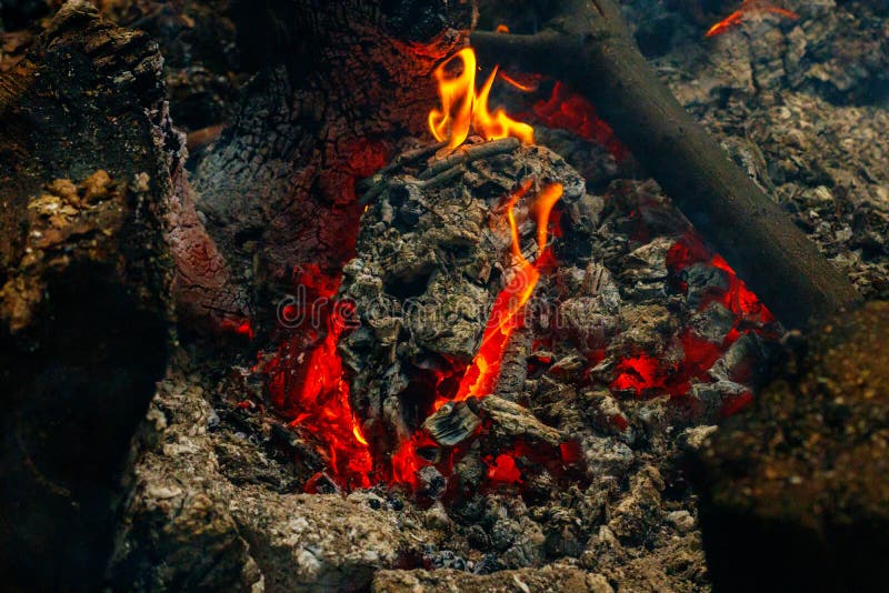 Texture Flame from Burning Logs at Night Stock Image - Image of cozy ...
