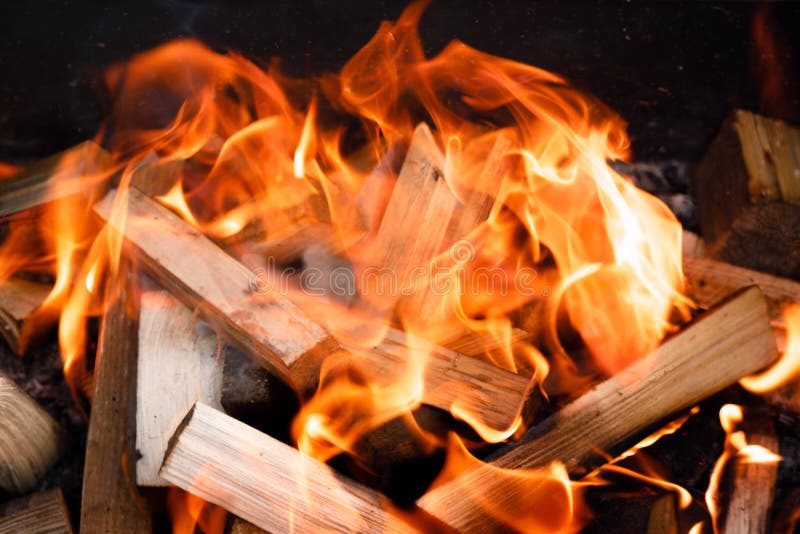 Texture of a Flame of Fire on a Black Background. Burning Fire in a ...