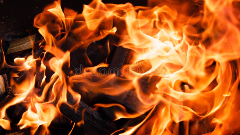 Texture of a Flame of Fire on a Black Background. Burning Fire in a ...