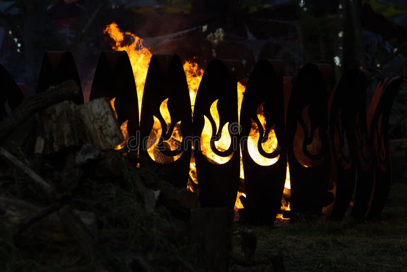 The Texture of a Flaming Fire by Night. Stock Image - Image of grid ...