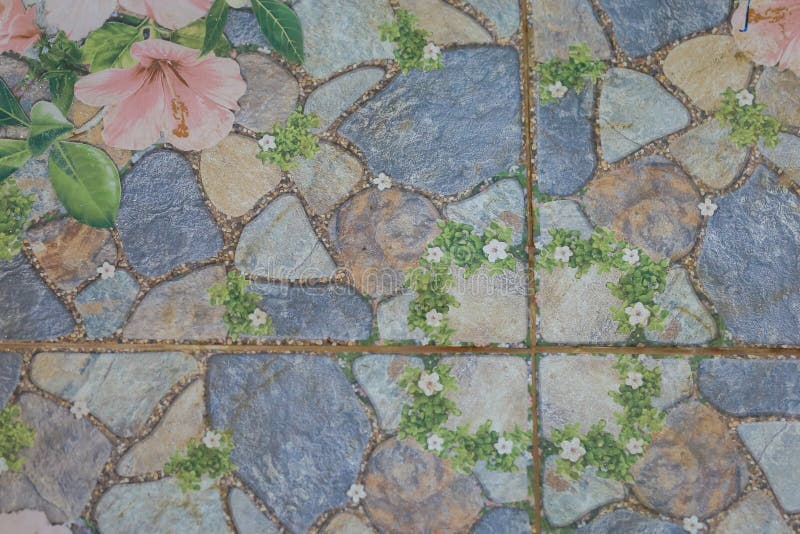 Floral Pattern on the Floor Tiles in the Bathroom Stock Photo - Image ...