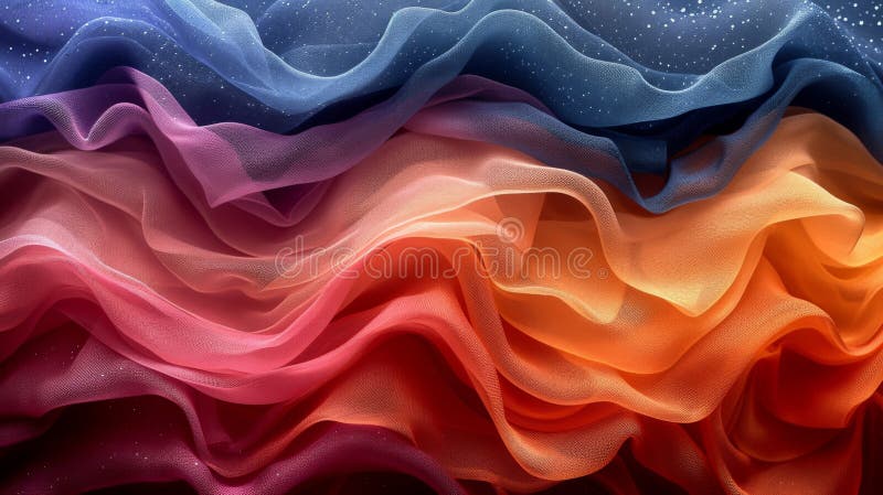 Texture of Flowing Fabric Layers Each with a Unique Pattern and Color ...