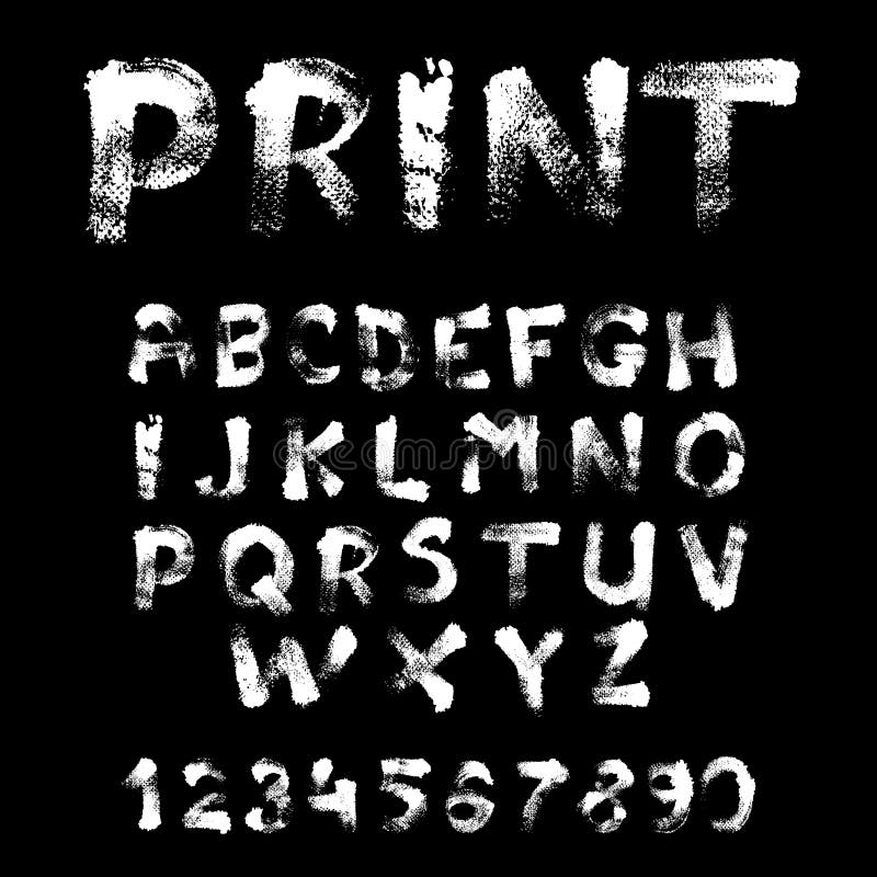 Texture Font and Alphabet Vector, Rough Square Typeface Letter and ...