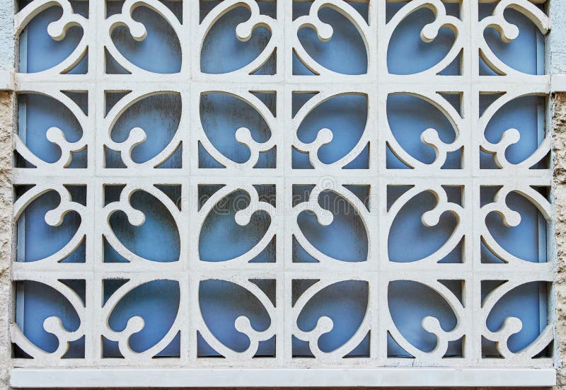 Texture of Forged Metal Lattice Against Blue Window, Background Stock ...