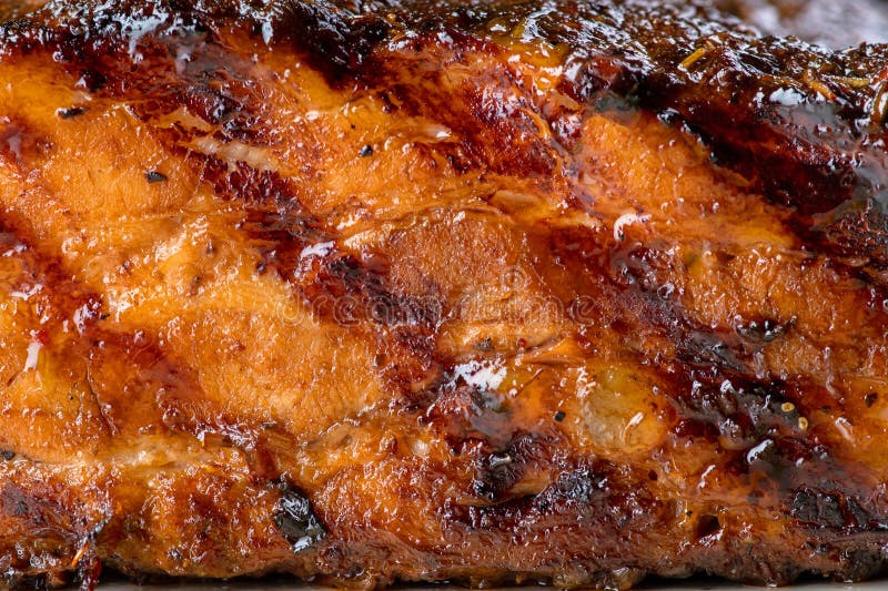 Texture of Fried Fillet Glazed Pork, Close-up. Grilled Pork Rib Stock ...