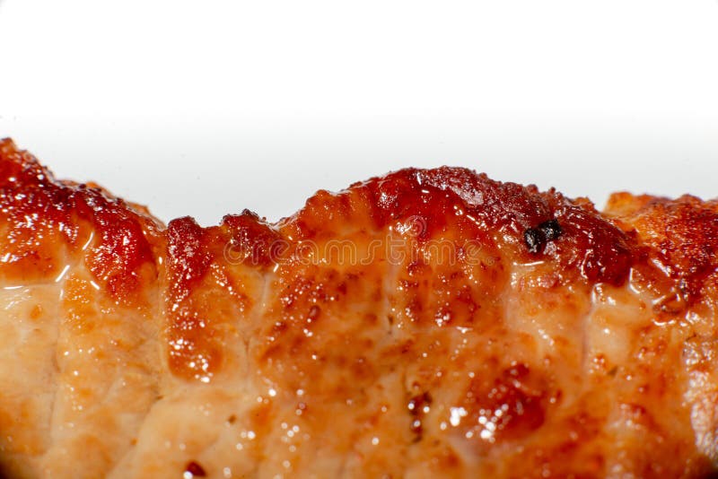 Texture of Fried Meat Close Up. a Fatty Piece of Pork at a Large ...