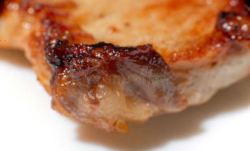 Texture of Fried Meat Close Up. a Fatty Piece of Pork at a Large ...