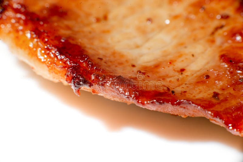 Texture of Fried Meat Close Up. a Fatty Piece of Pork at a Large ...