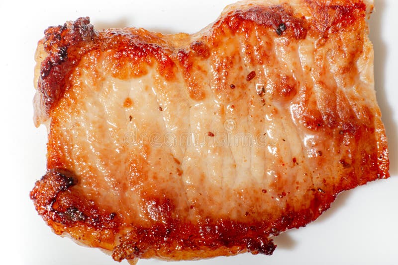 Texture of Fried Meat Close Up. a Fatty Piece of Pork at a Large ...