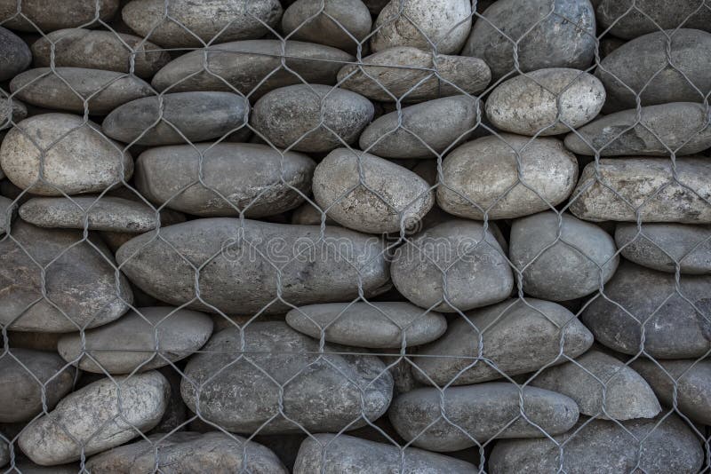 Gabion Structure of Stone in a Metal Mesh Stock Photo - Image of gray ...