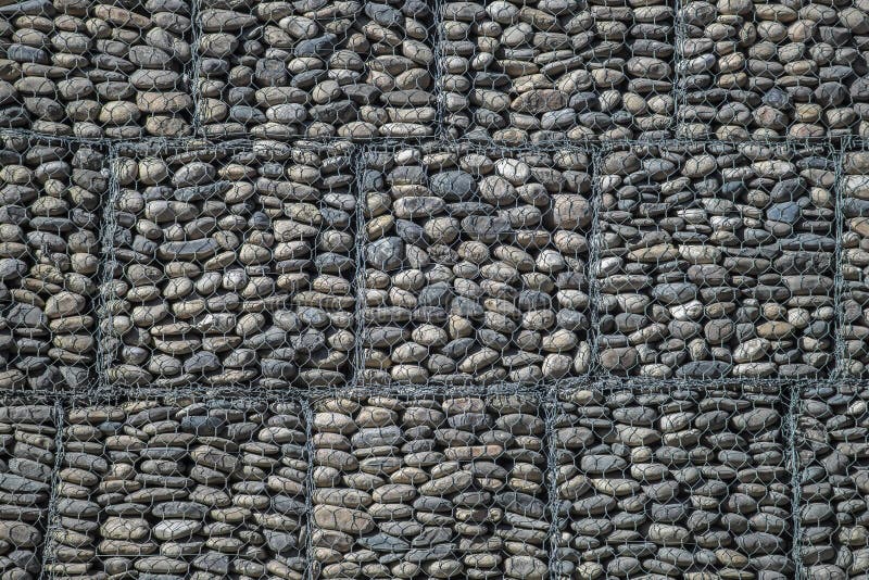 Gabion Structure of Stone in a Metal Mesh Stock Photo - Image of gray ...