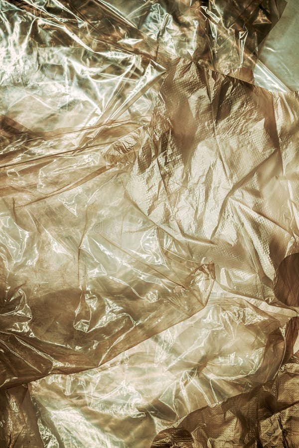 Texture of Glossy Polyethylene Plastic Sheet Material Crumpled and ...