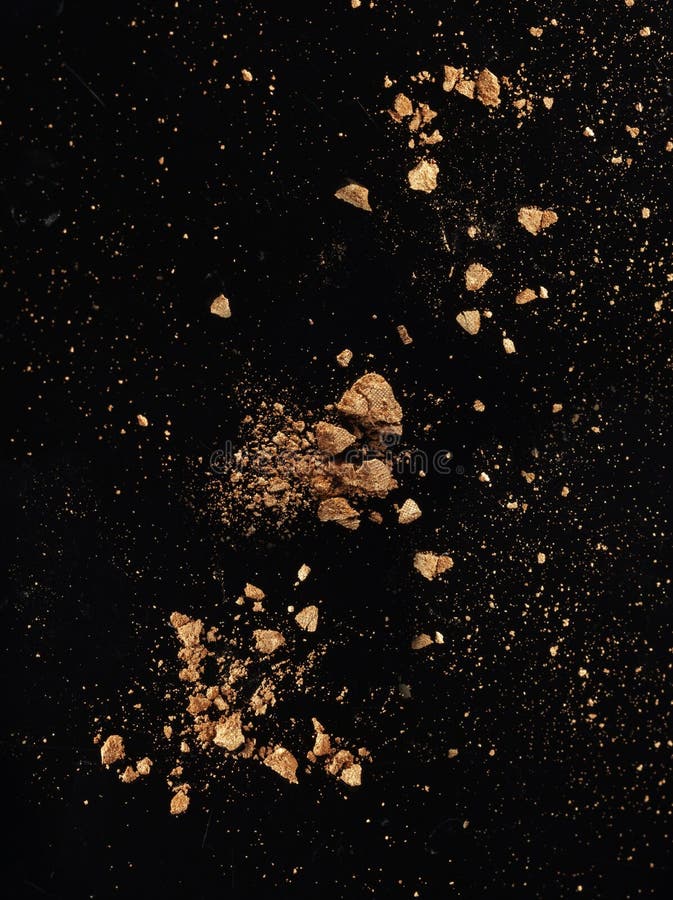 Texture of Gold Eye Shadow Isolated on Black Background. Macro Texture ...