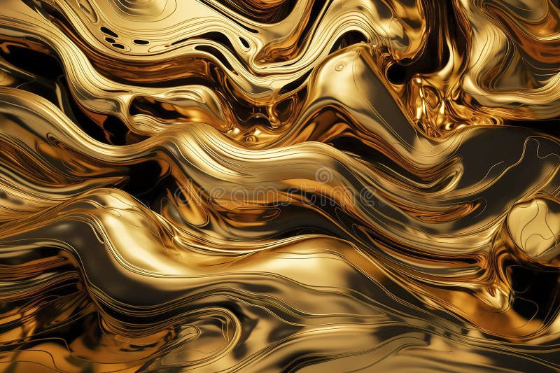 Liquid Gold Background, Fluid Golden Metallic, Abstract Element ...