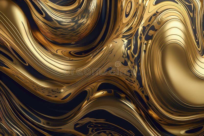 Liquid Gold Background, Fluid Golden Metallic, Abstract Element ...