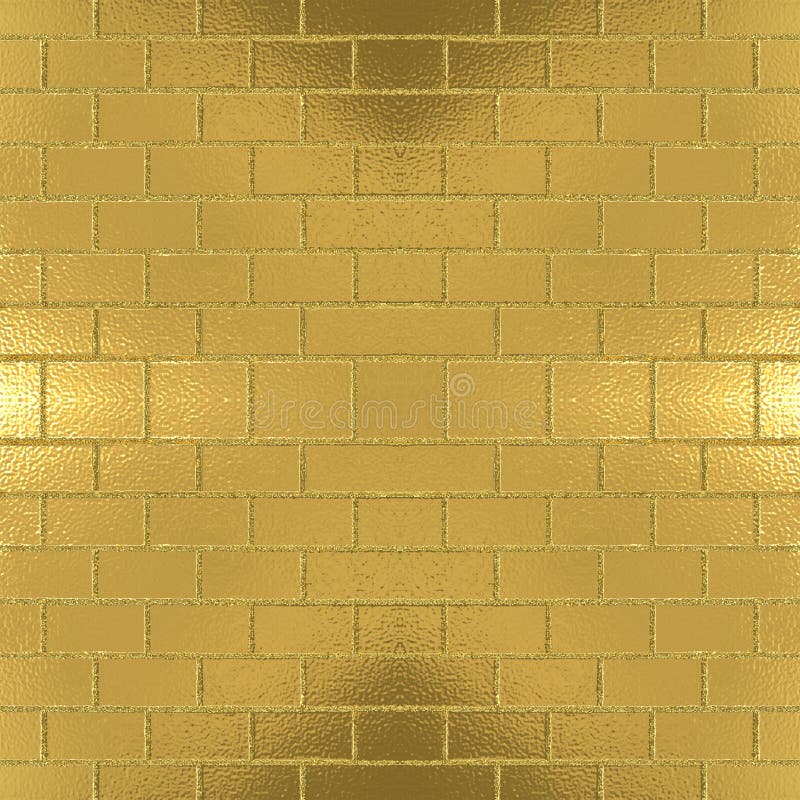 Texture of Golden Brick with Sun Glare. Gold Seamless Mirror Background ...
