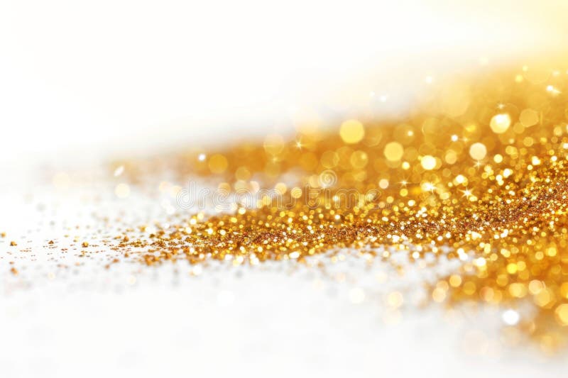 Texture of Golden Sheen on White Background. Wave of Shiny Confetti ...