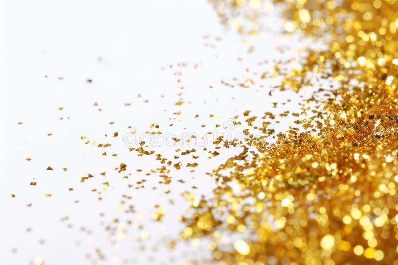 Texture of Golden Sheen on White Background. Wave of Shiny Confetti ...