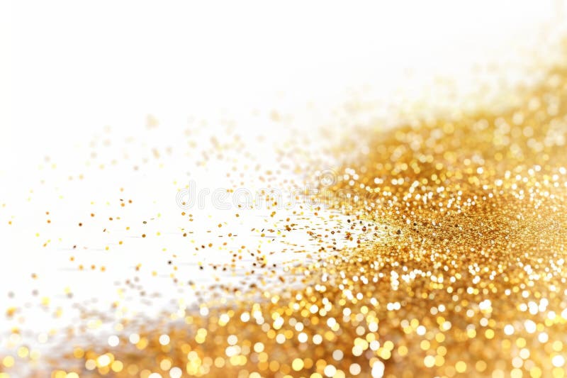Texture of Golden Sheen on White Background. Wave of Shiny Confetti ...