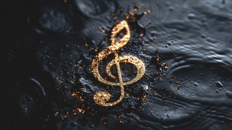Texture Golden Treble Clef on a Dark Textured Surface. Stock Photo ...