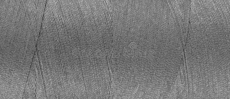 Texture of Gray Color Threads in Spool Close Up, Macro. Wide Banner ...