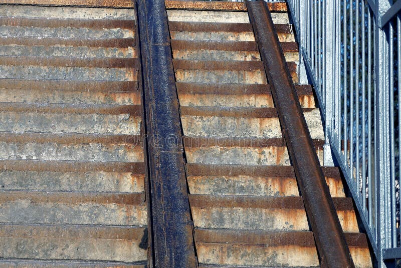 Texture of Gray Concrete Steps with Iron Rusty Brown Plates Stock Image ...