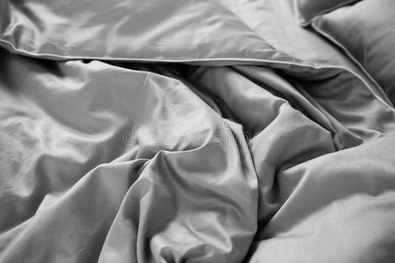 Texture of Gray Satin Bed Linen with Waves Fabric Stock Photo - Image ...