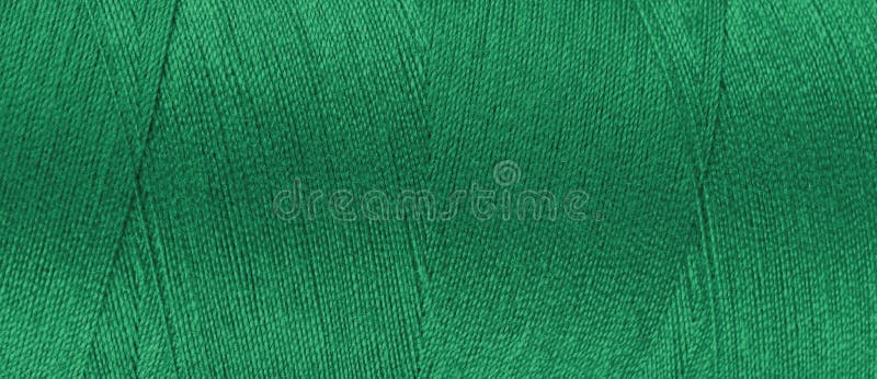 Texture of Green Color Threads in Spool Close Up, Macro. Wide Banner ...