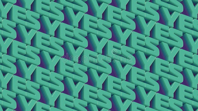 Texture of Green Words YES with Stripes on the Sides Loop Animation 3d ...