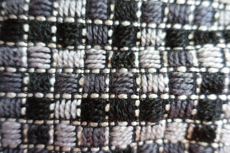 Texture of Grey Embroidered Checkered Fabric Stock Image - Image of ...