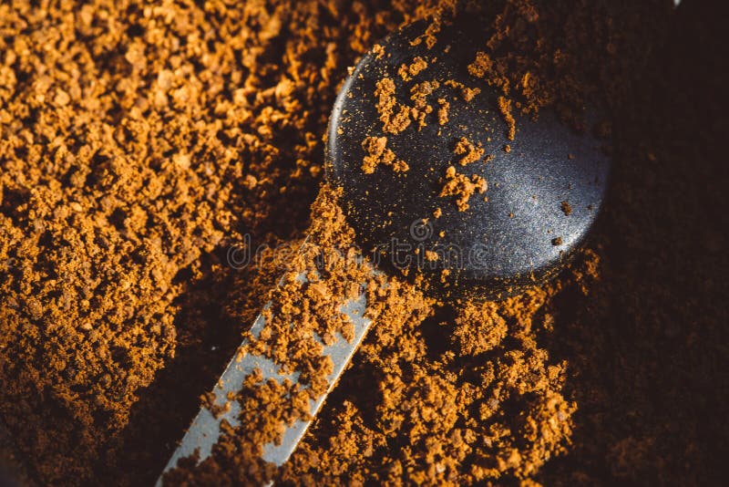 Texture of the Ground Coffee in Grinder Stock Image - Image of color ...