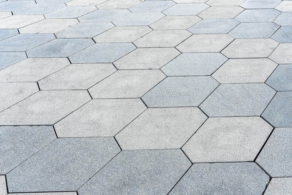 The Texture of Hexagonal Tiled Pavement with Perspective. Stock Photo ...