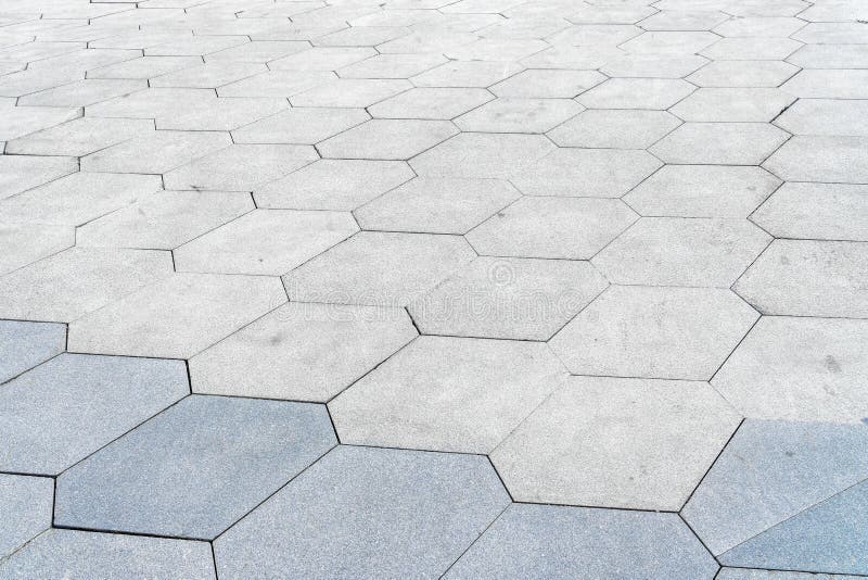 The Texture of Hexagonal Tiled Pavement with Perspective. Stock Photo ...