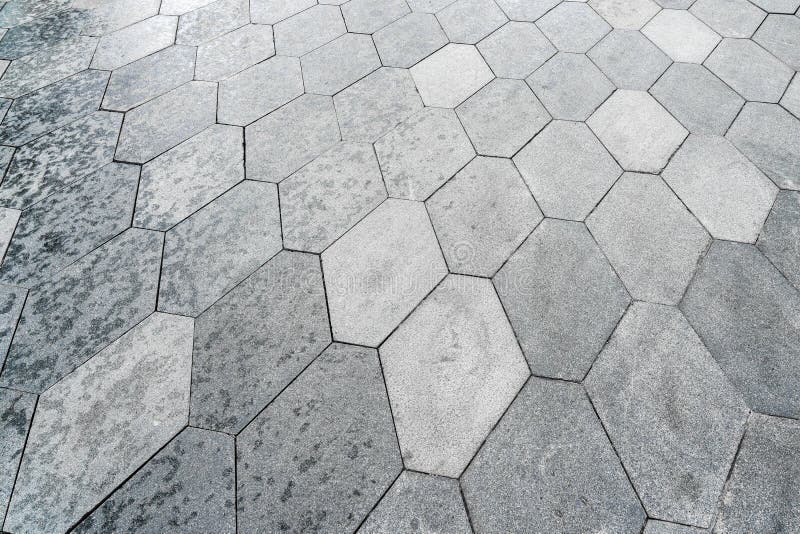 The Texture of Hexagonal Tiled Pavement with Perspective. Stock Image ...